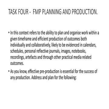 Task four fmp planning and production primer(2) | PPTX