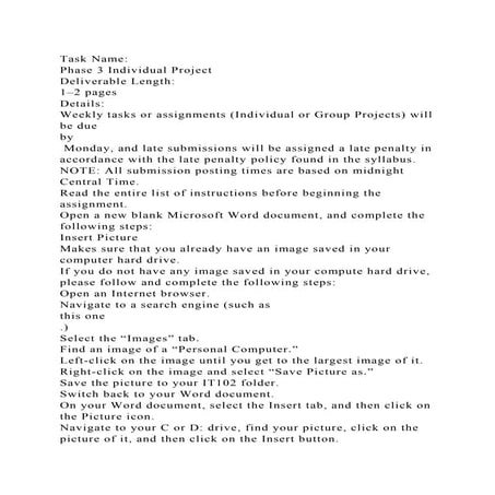 Task NamePhase 3 Individual ProjectDeliverable Length1–2 pag.docx