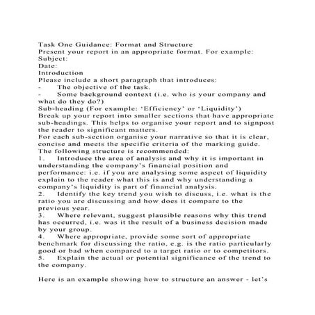 Task One Guidance Format and StructurePresent your report in an.docx ...