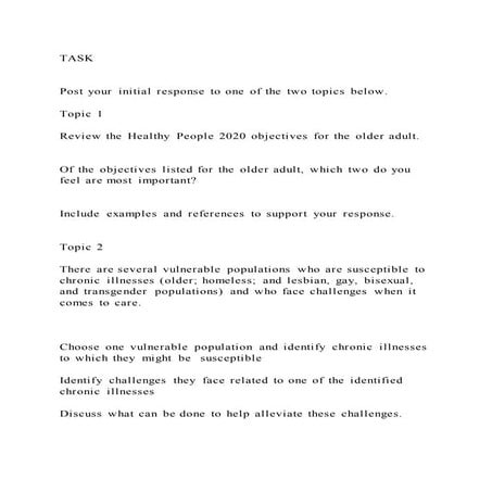 TASKPost your initial response to one of the two topics below. | PDF