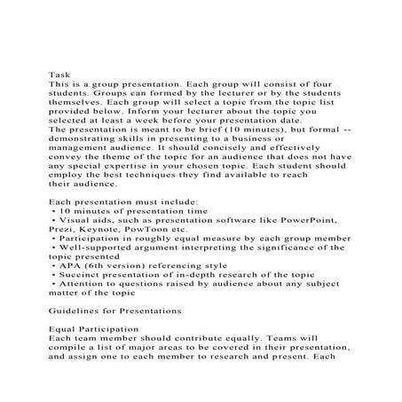 Task This is a group presentation. Each group will consist o.docx