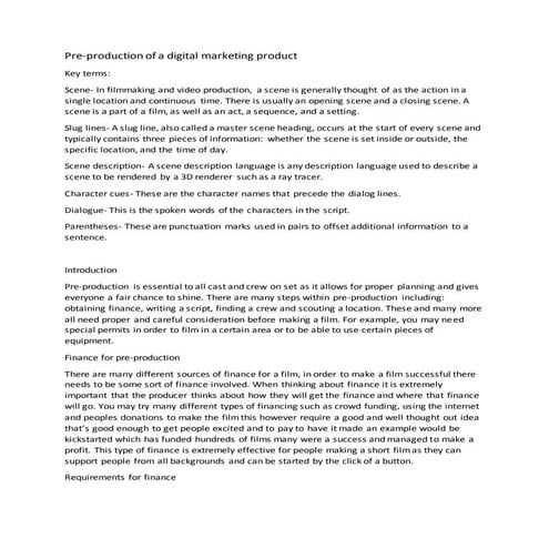 Unit 4 - Pre Production | DOCX