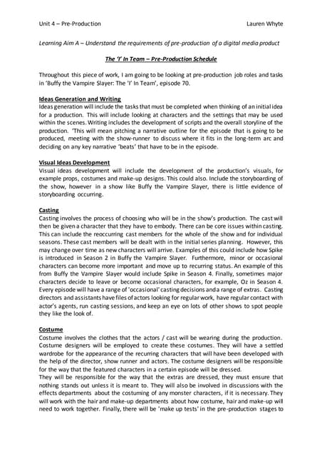 Production schedule | DOCX