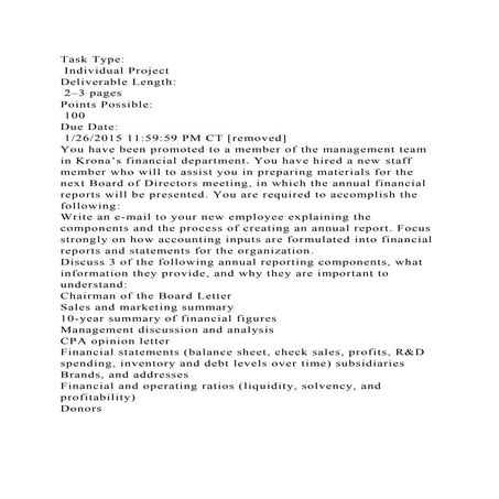 Task Type Individual Project Deliverable Length 2–3 pages .docx