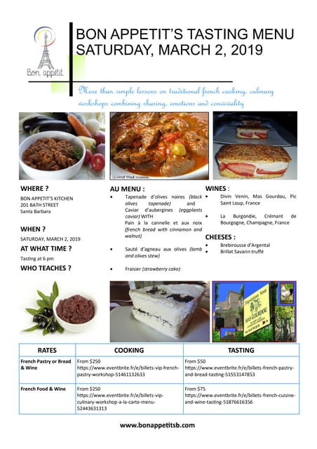BON APPETIT'S MENU 2020 JANUARY AND FEBRUARY | PDF