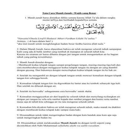 Tata cara mandi junub | DOCX