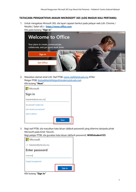 Panduan Pendaftaran MS Office 365 | PDF