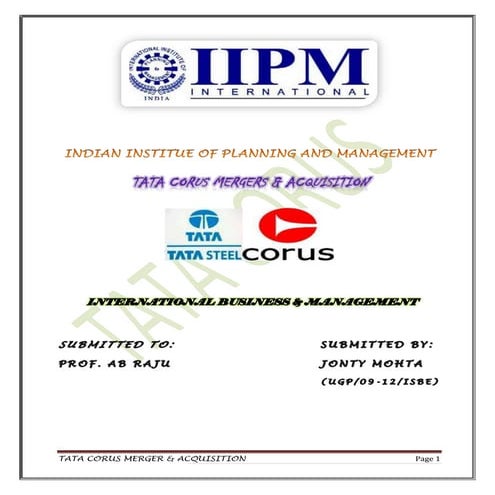 Tata corus mergers -----final | PDF