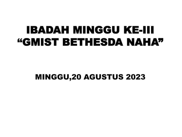 SLIDE IBADAH MINGGU JEMAAT BCCM PEKAN K.M | PPTX