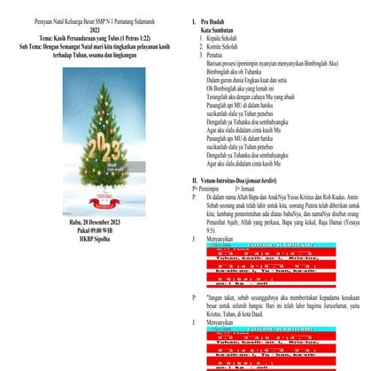 Tata ibadah Natal disertai dengan nyanyian dan draft liturgi | DOCX