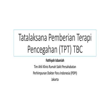 Tatalaksana Pemberian Terapi Pencegahan TPT TB. Pdf | PDF
