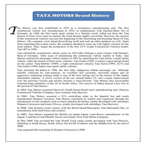 Tata motors a succesful brand | PDF