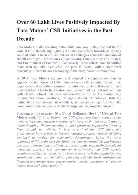 CSR activities of Coca Cola India | PPT