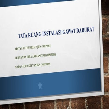 Tata ruang instalasi gawat darurat | PPTX