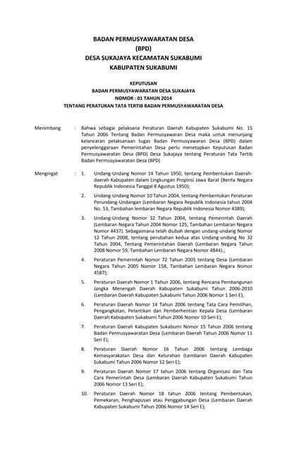 TATA TERTIB BPD DESA DATARNANGKA | DOCX