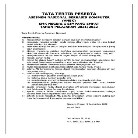 Tata tertib peserta anbk 2021 | DOCX