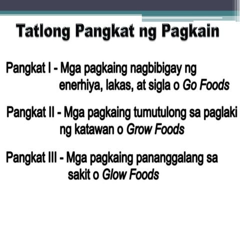 Tatlong pangkat ng pagkain | PPTX