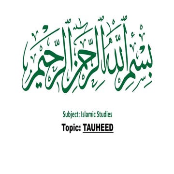 TAUHEED slides for css/pms (presentation form) | PPTX