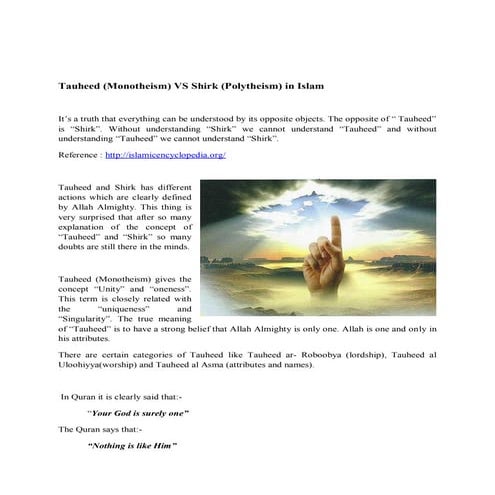 Tauheed vs shirk in Islam | PDF