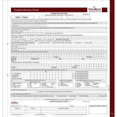 Peerless mutual fund common application form with kim | PDF