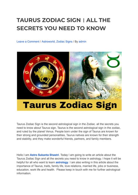 Exploring the Grounded Nature of Taurus_ Personality Traits and Sign ...