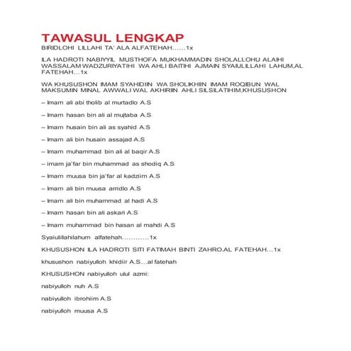 Tawasul lengkap | DOCX