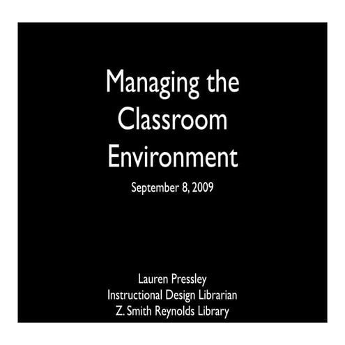 Managing the Classroom Environment | PDF