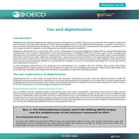Tax and digitalisation - OECD Policy note | PDF
