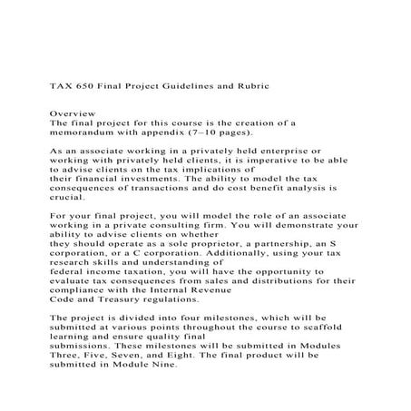 TAX 650 Final Project Guidelines and Rubric Overview .docx