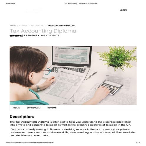 Tax Accounting Diploma - Course Gate | PDF