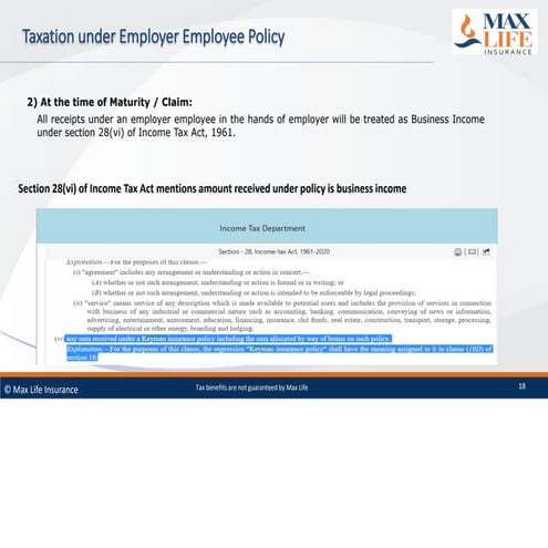 Taxation for businesses using life insurance in India | PDF