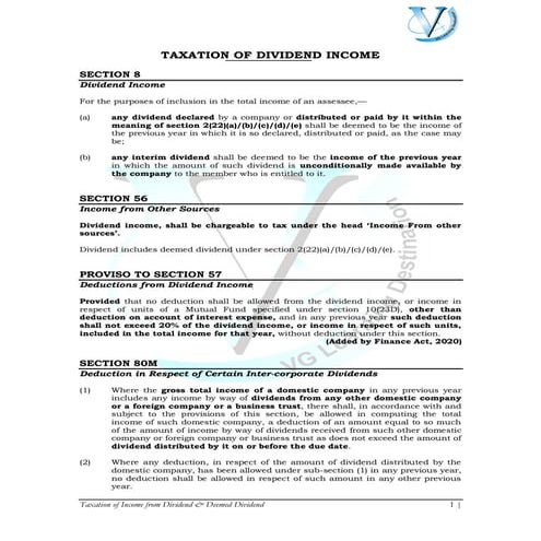 Taxation of dividend | PDF