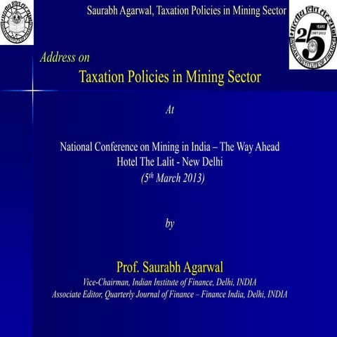Taxation policies in mining sector | PPT
