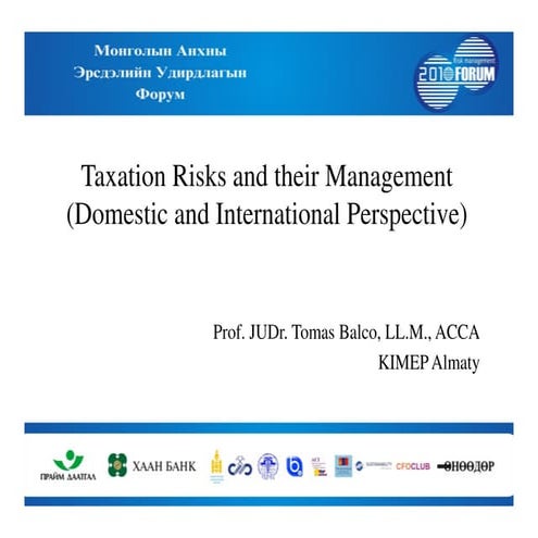 03.03.2010 Taxation risks and their management, Prof. Tomas Balco | PDF ...