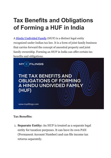 Hindu undivided family[huf] (3) | PPTX | Business Accounting & Finance | Business