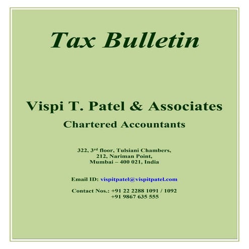 Tax Bulletin Draft Notification on POEM - Section 115JH of the Act | PDF
