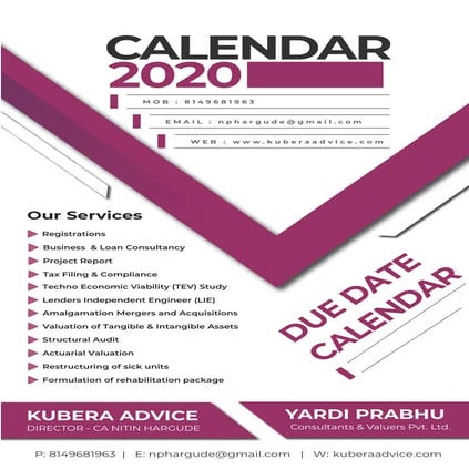 Tax compliance calendar 2020 | PDF