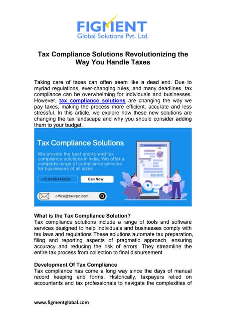 Tax Compliance Solutions Reducing Risk and Ensuring Accuracy.docx
