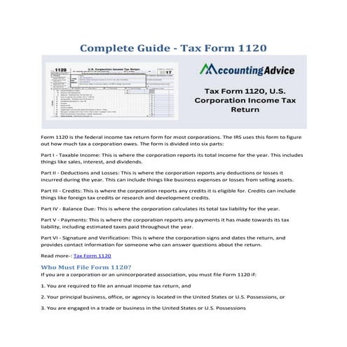 Complete Guide Tax Form 1120 Pdf