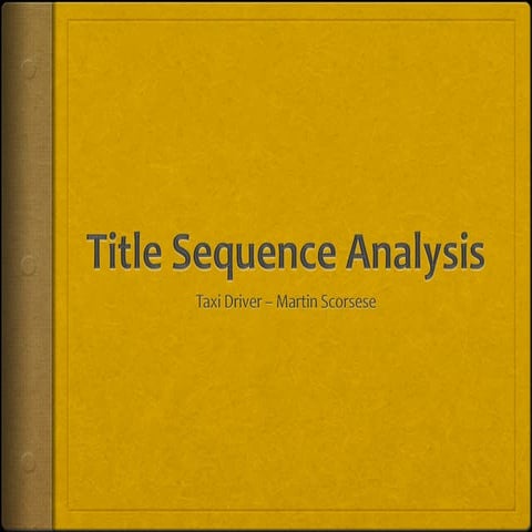 Taxi Driver - Title Sequence Analysis | PDF