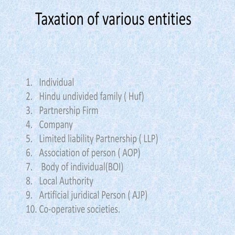 income Tax on various entity | PPT