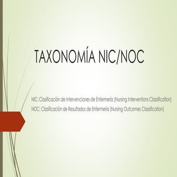 Taxonomía NIC / NOC | PPTX | Eldercare | Family and Relationships