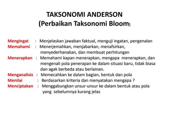 Kata kerja operasional (KKO) menurut Taksonomi Bloom | DOC