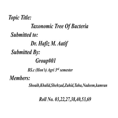Taxonomic tree of bacteria. | PPTX