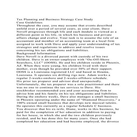 Tax Planning and Business Strategy Case StudyCase GuidelinesTh.docx