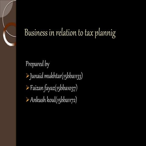 Tax planning for setting up of a new business | PPTX