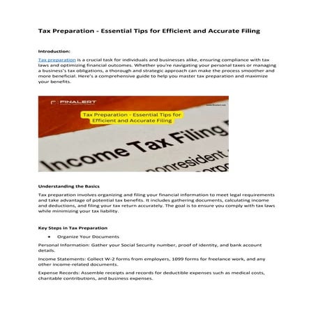 Tax Preparation - Essential Tips for Efficient and Accurate Filing | PDF