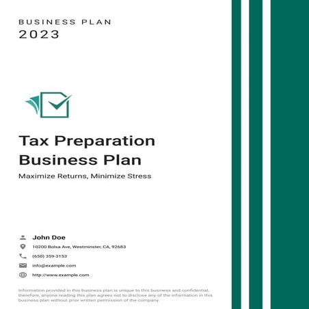 Tax Preparation Business Plan Example Template | PDF