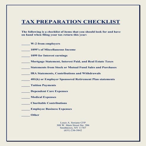 Tax preparation checklist | PDF