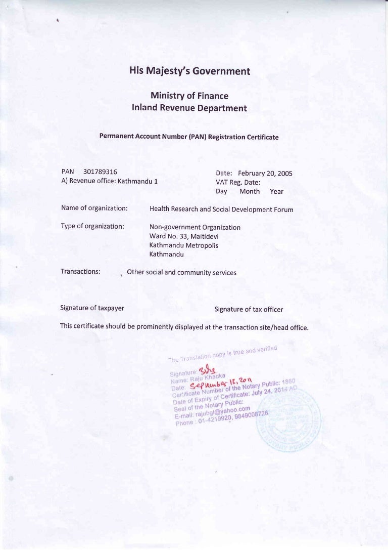 Tax Registration Certificate Herd tax-registration-certificate-herd